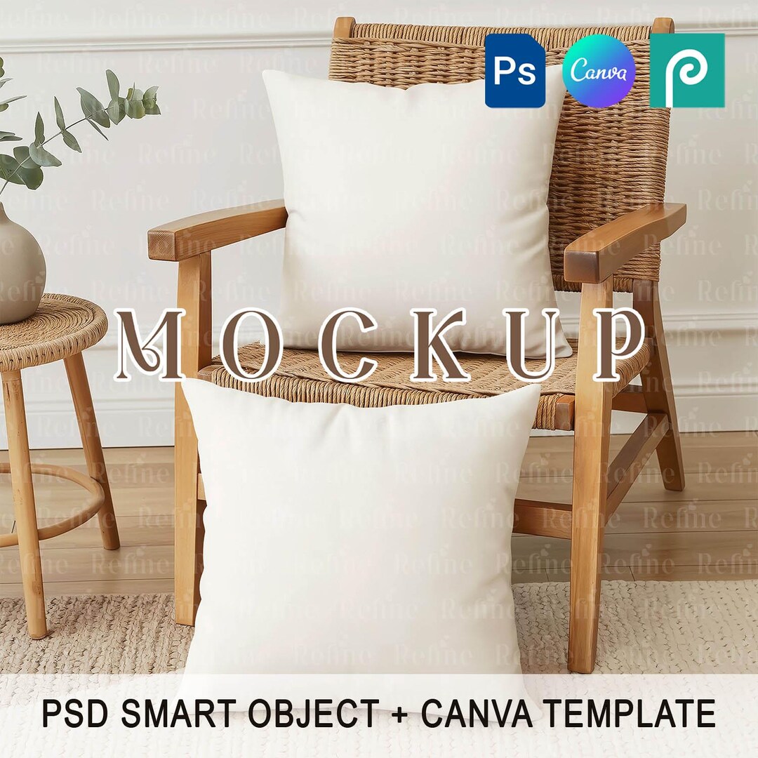 Square Pillow Mockup, Double Pillows Template Fabric Pattern Mockup ...
