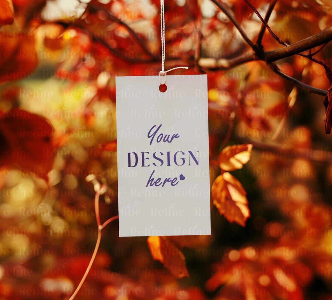 Fall Autumn Favor Gift Tag Mockup PSD, Autumn Leaves Gift Tag Mockup ...