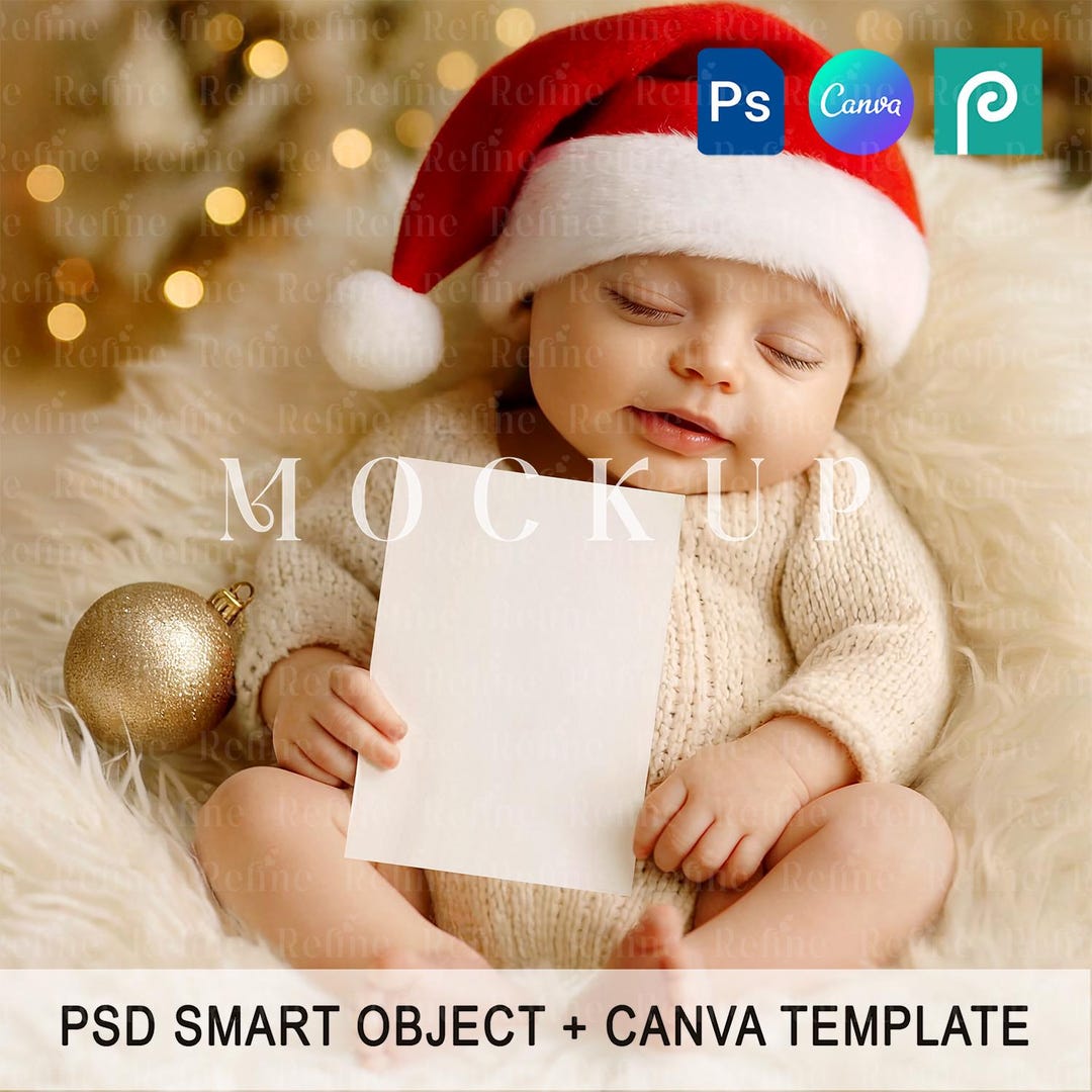 Baby Milestone Card Mockup, Nursery Invitation PSD PNG Template ...