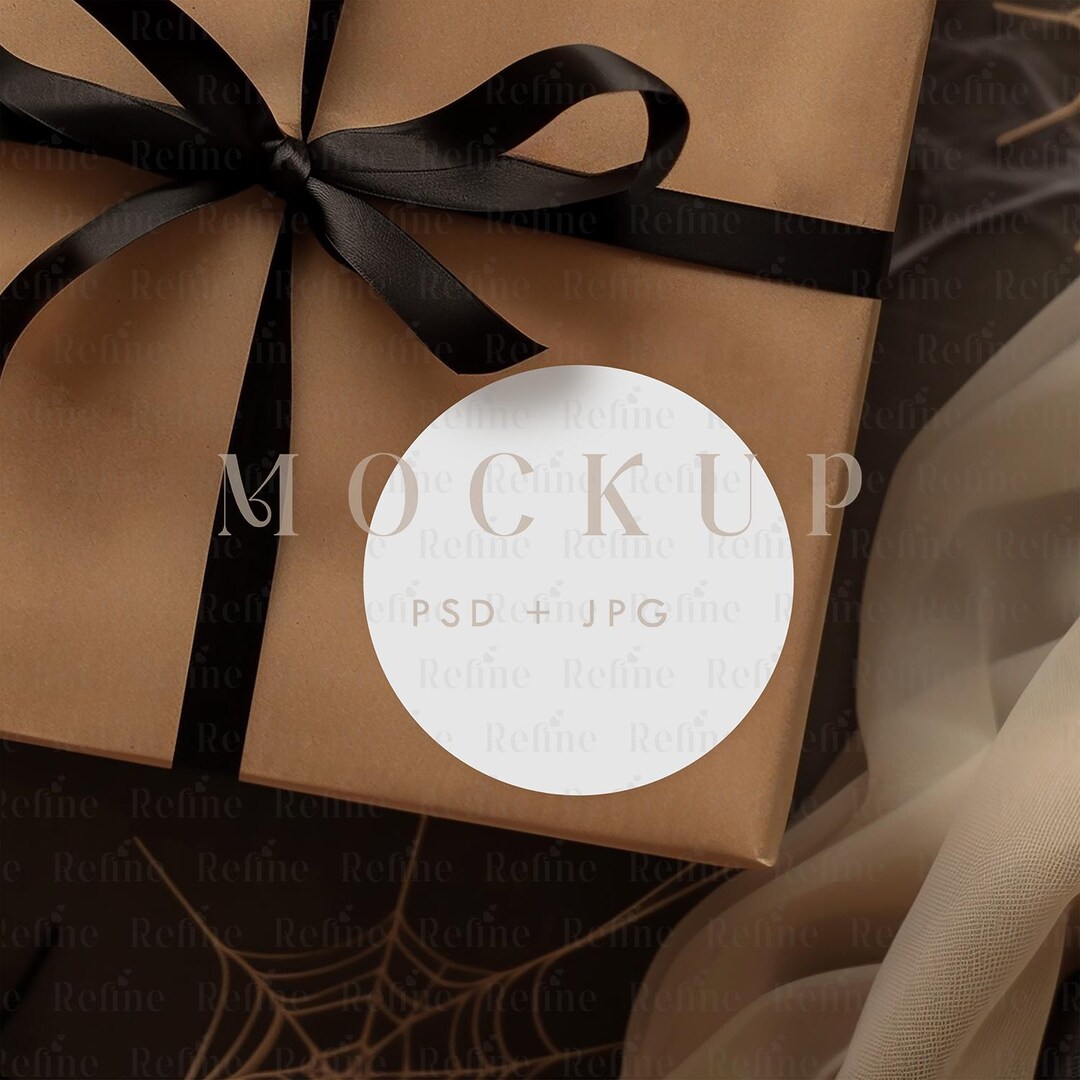 Round Sticker Mockup, Round Label Mockup, Gift Box Sticker Mockup ...