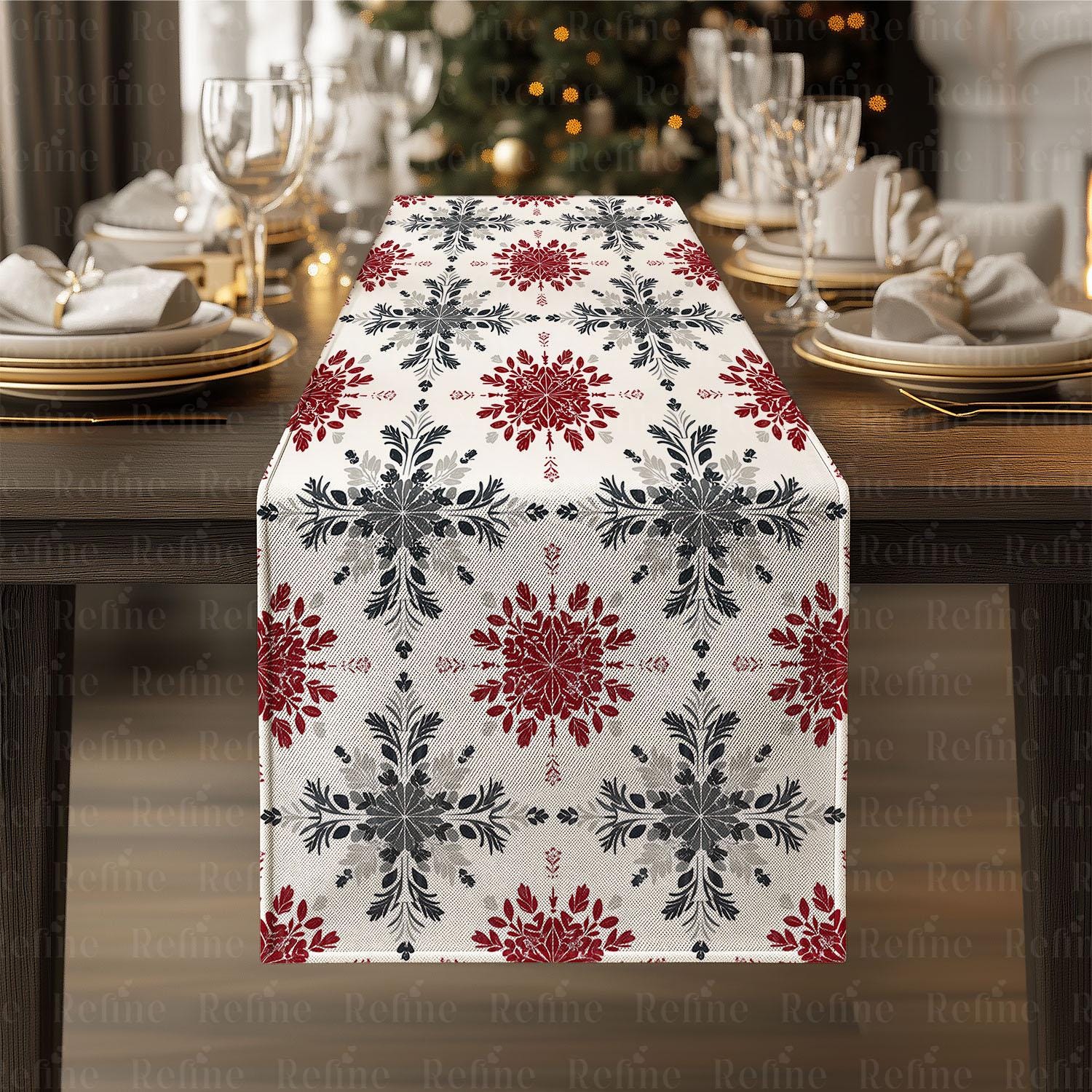 Table Runner Mockup, Holiday Table Textile Fabric Mockup PSD, Blank ...
