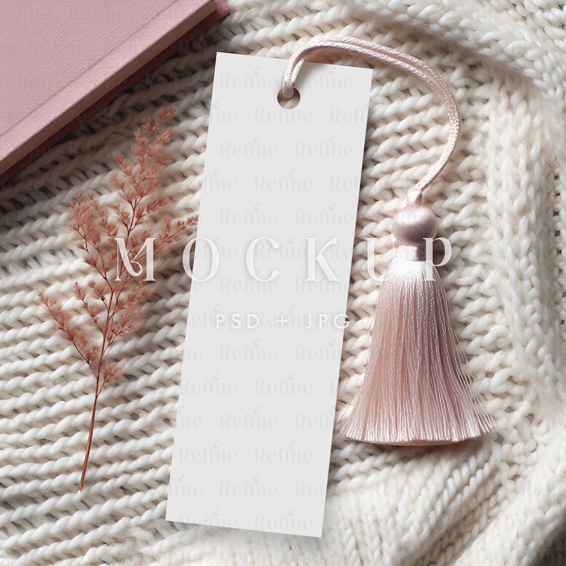Baptism Bookmark Mockup, School Bookmark Mock Up, 2x6 Pink Tassel ...