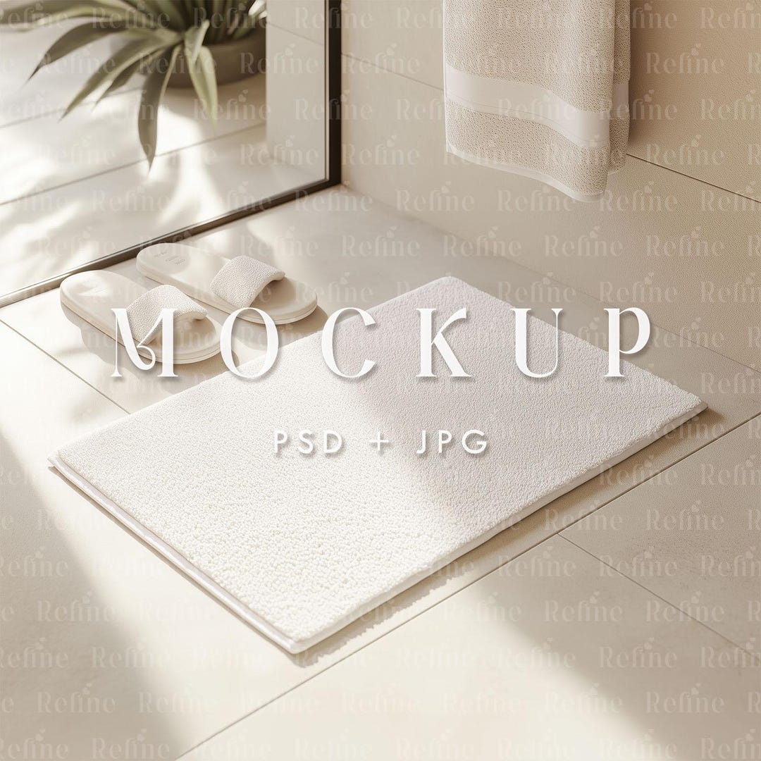 Bathroom Mat Mockup, Bath Mat Mockup PSD, Bathroom Carpet Mock Up, Rug ...