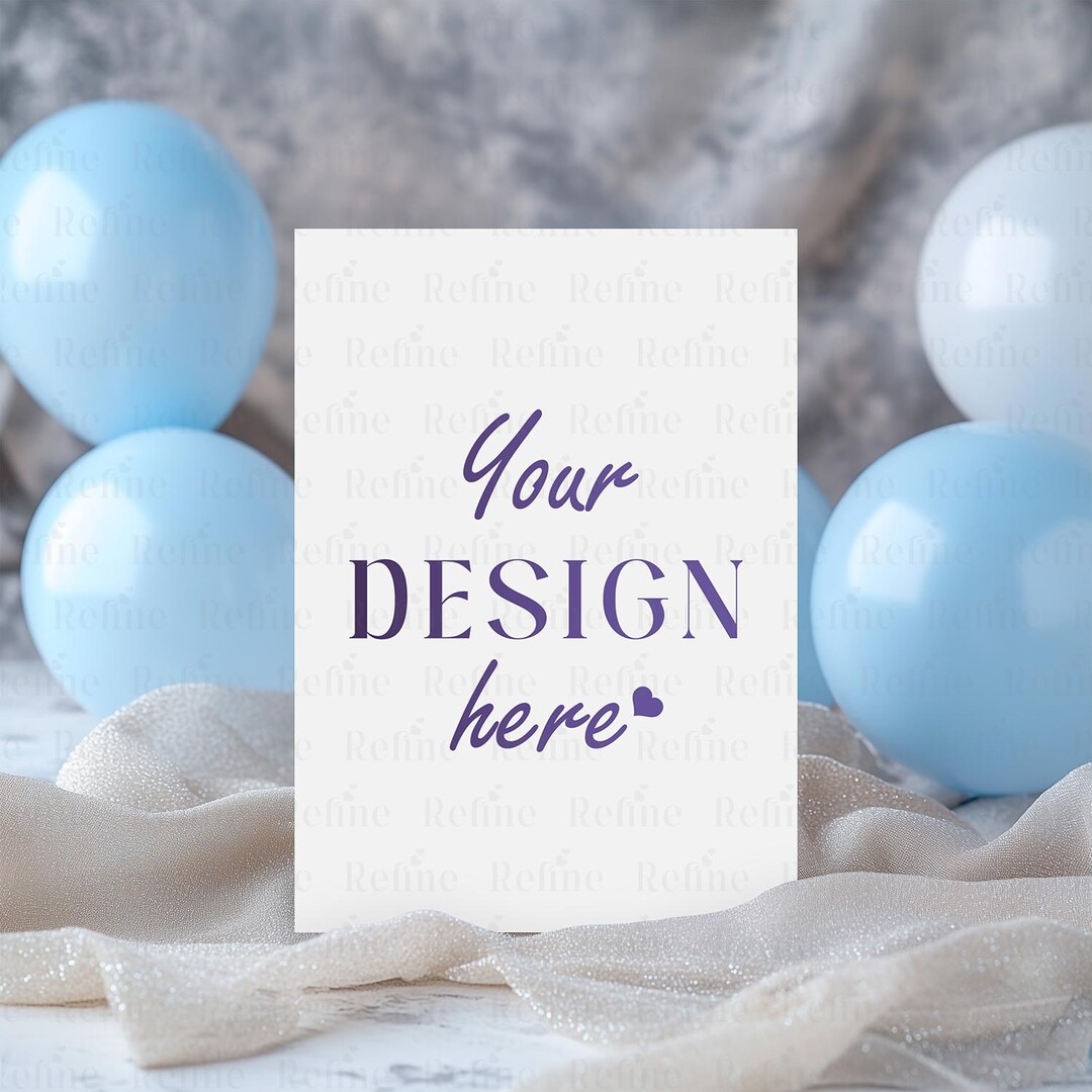 Invite Card Mockup, 5x7 Nursery Party Invite Mockup, Baby Boy ...