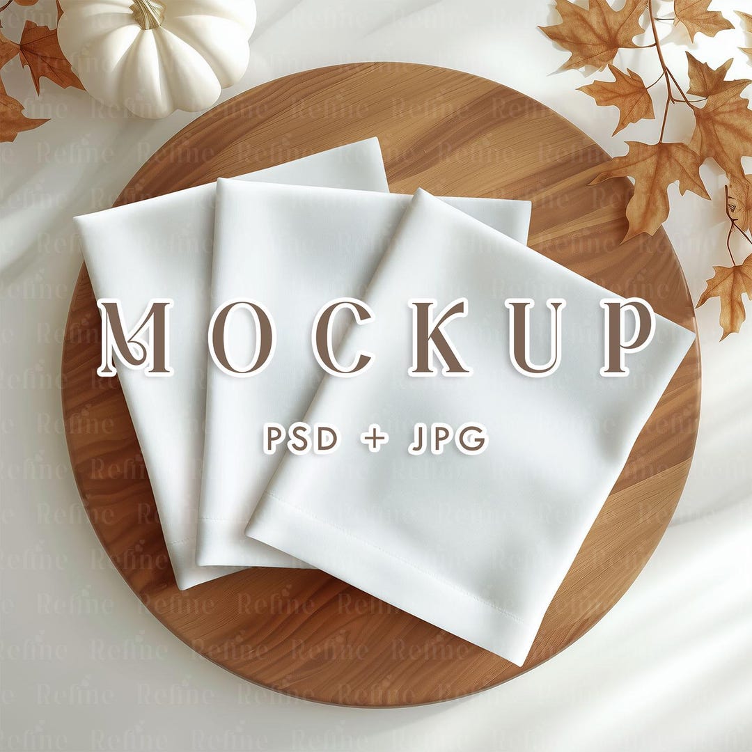 Fabric Textile Mockup, Fall Napkin Mockup PSD JPG Smart Object, Folded ...