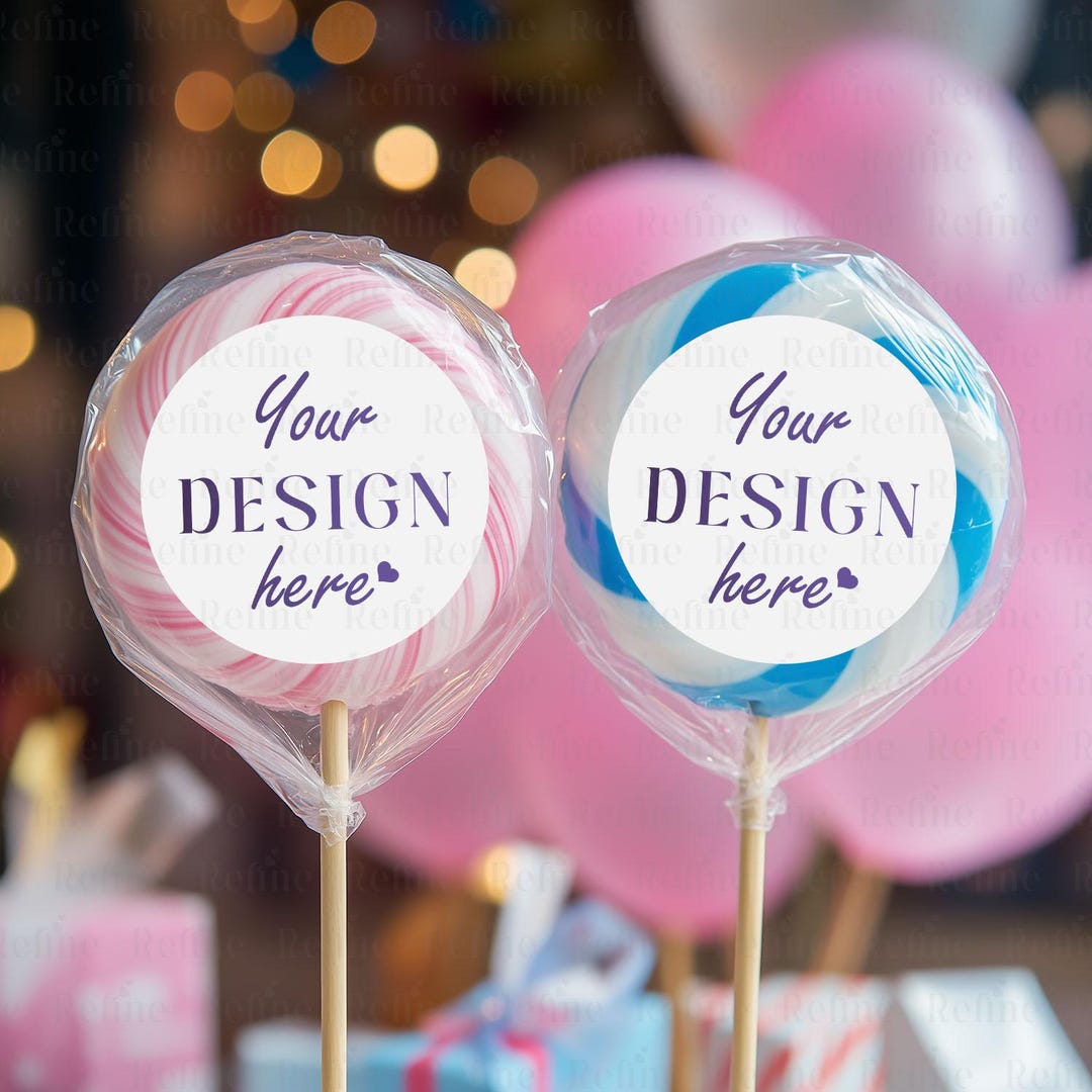 Candy Sticker Mockup, Sweet Treats Label Mockup, Lollipop Label Mockup ...