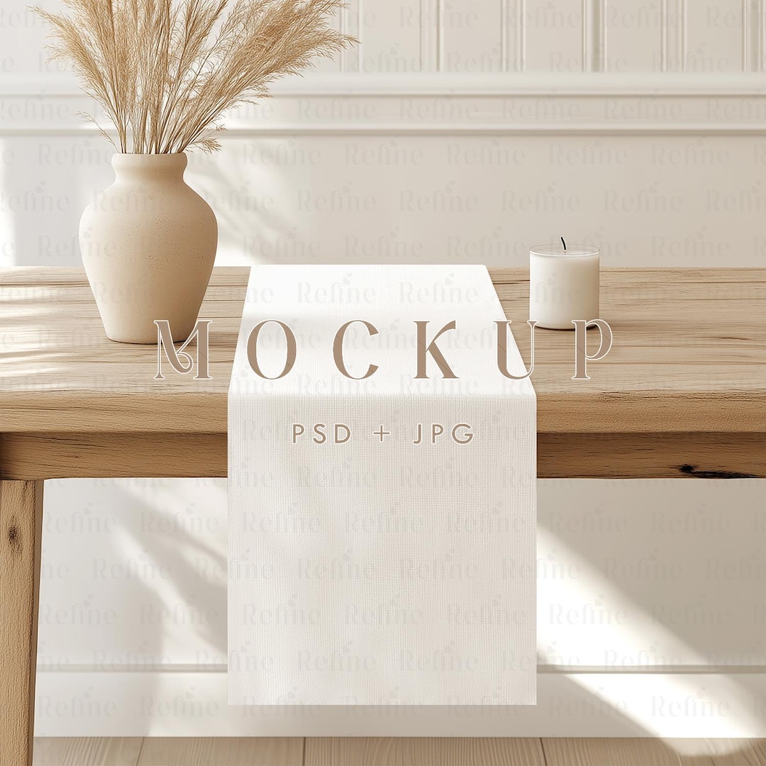 Table Runner Mockup, Textile Fabric Mockup, Blank Table Cloth Mockup ...