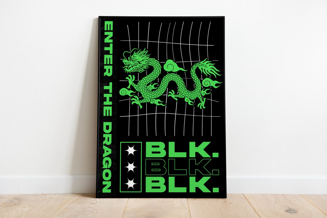 Blk. Enter the Dragon | Music Print | Techno Print | House Music | Bold ...
