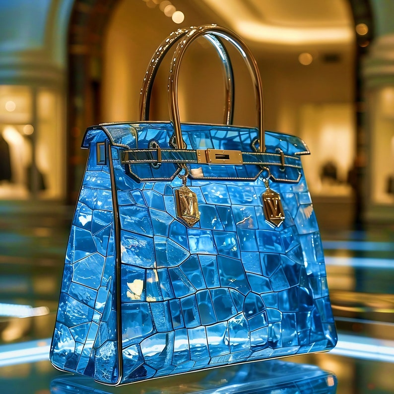 Designer Stained Glass Fashion Handbag Azure Elegance Mosaic Tote - Etsy