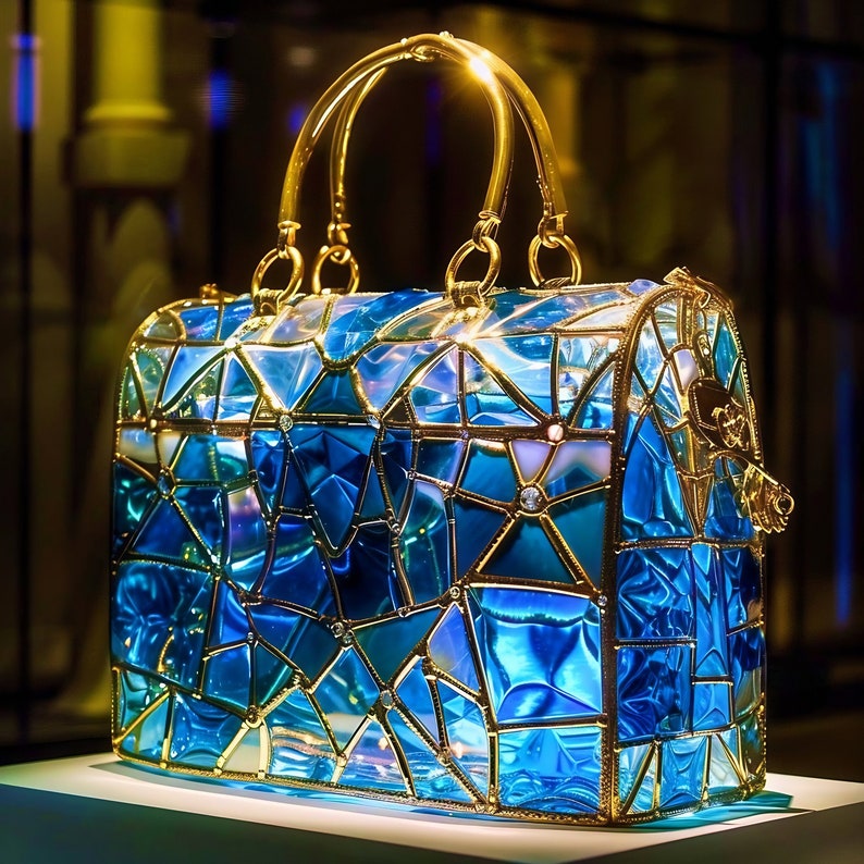 Blue Elegance - Designer Fashion Handbag Stained Glass Concept Art - Etsy