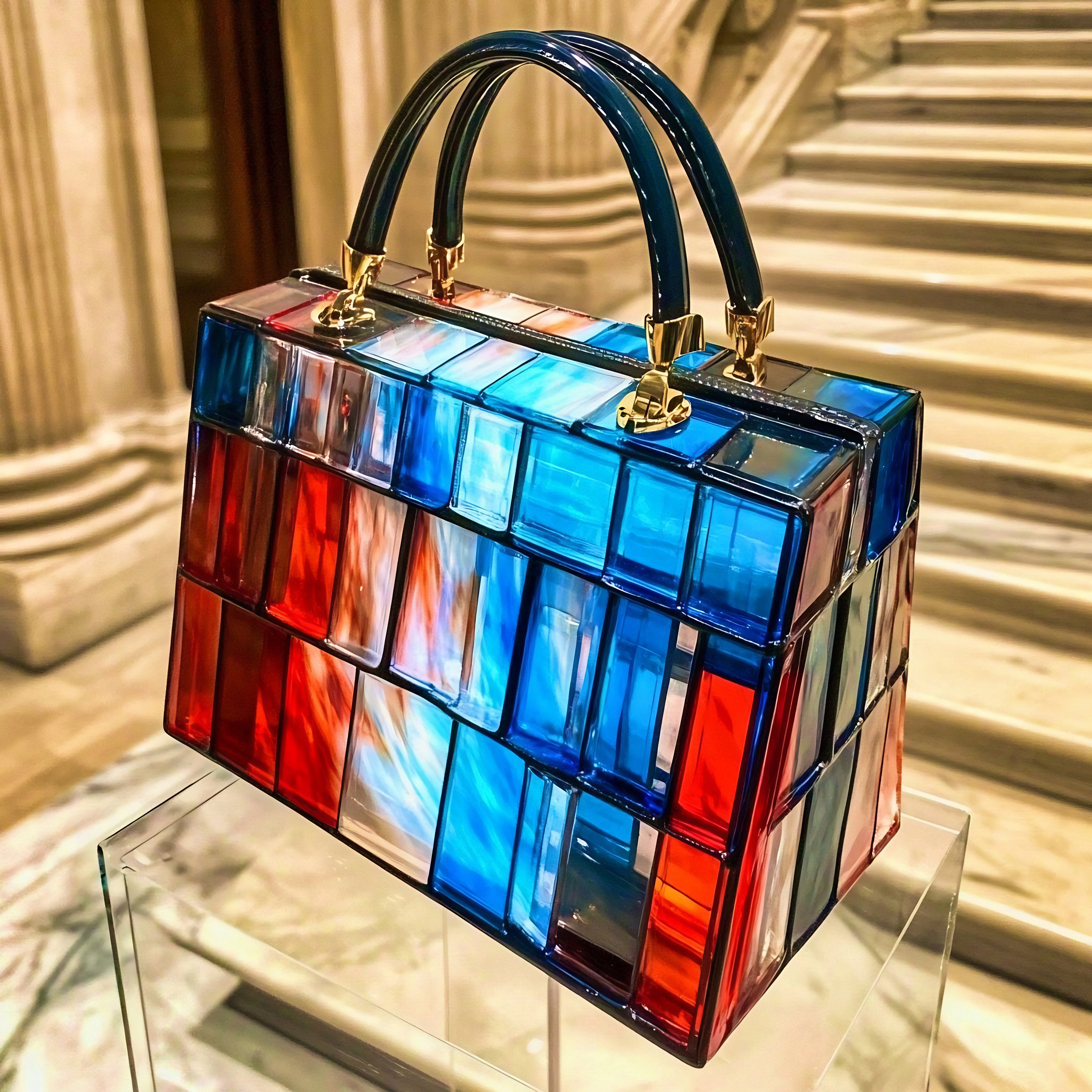 Chromatic Elegance: the Glass Panel Satchel Collection - Etsy