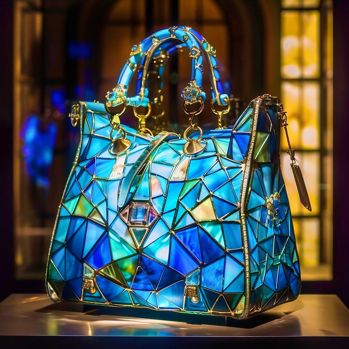 Luminous Elegance Stained Glass Designer Handbag Concept Art FREE 2 ...