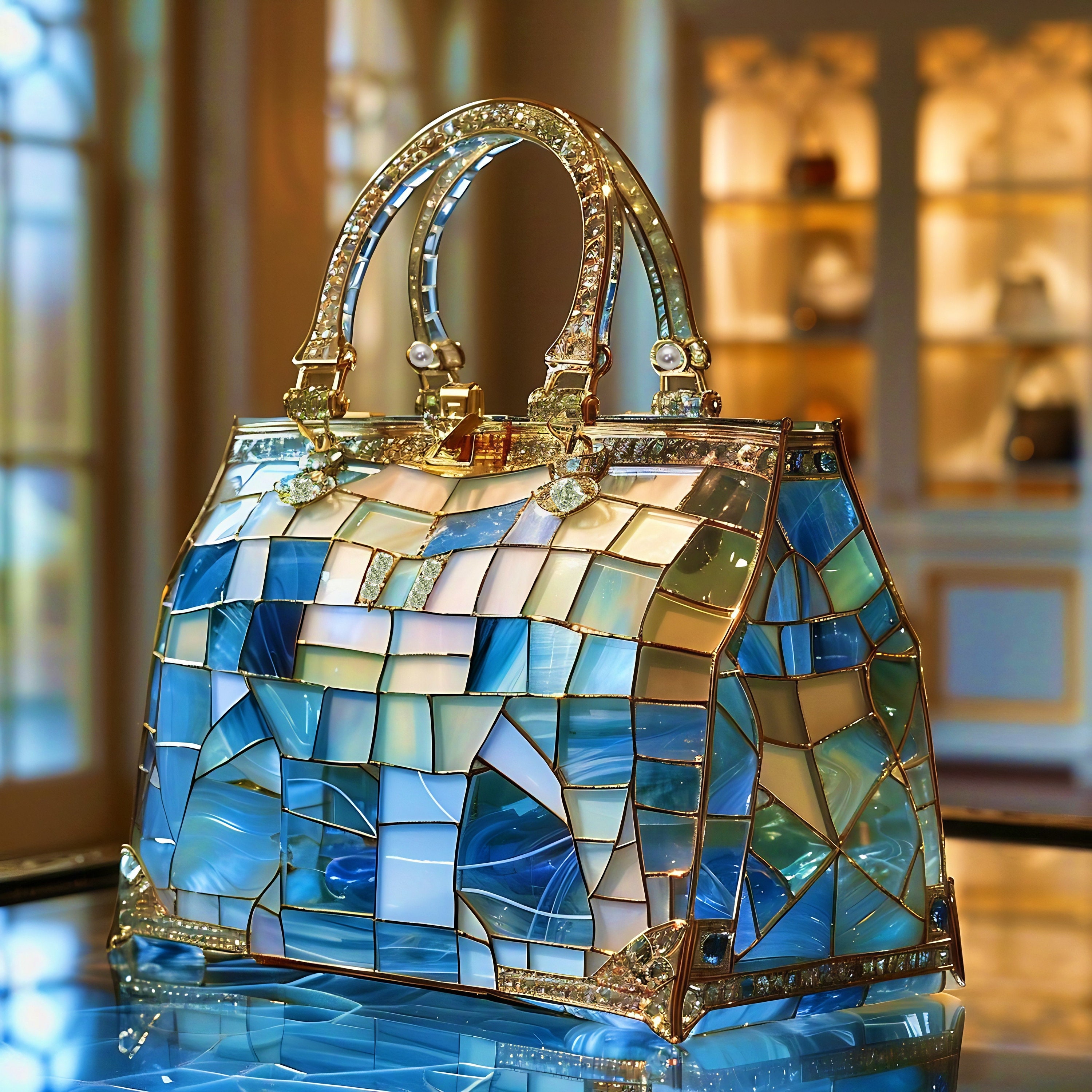 The Silver Collection Stained Glass Designer Handbag Concept Art - Etsy