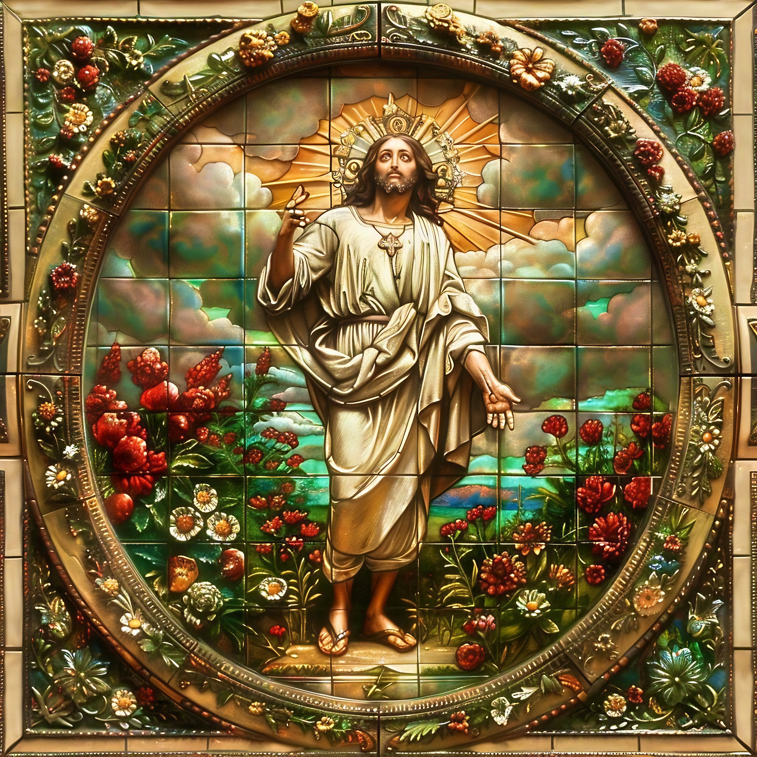 The Resurrection and Ascension of Christ Stained Glass Tri-panel - Etsy