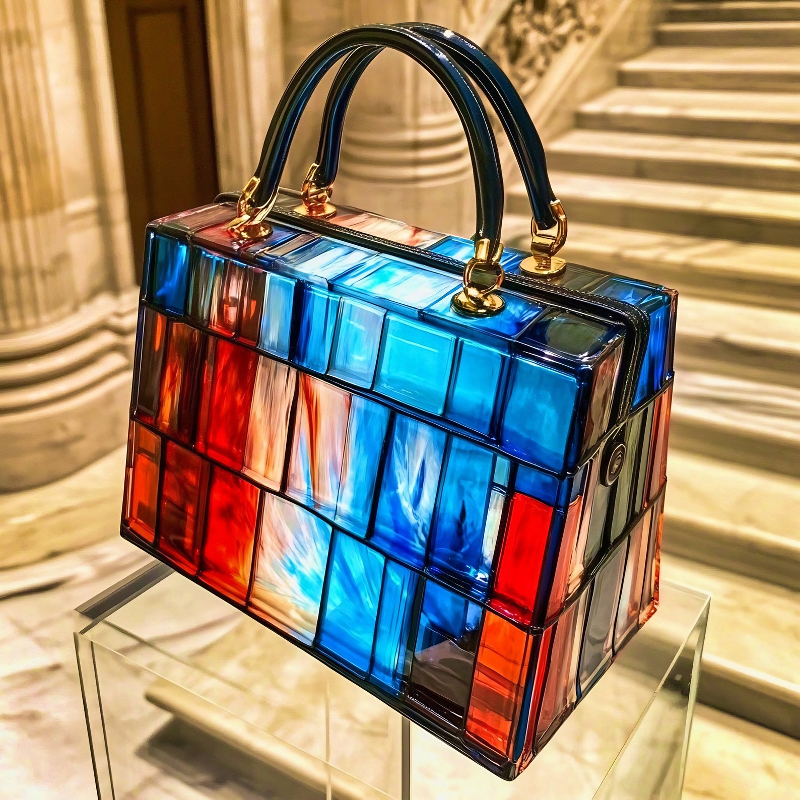 Chromatic Elegance: the Glass Panel Satchel Collection - Etsy