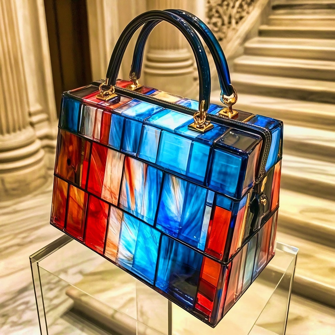 Chromatic Elegance: the Glass Panel Satchel Collection - Etsy