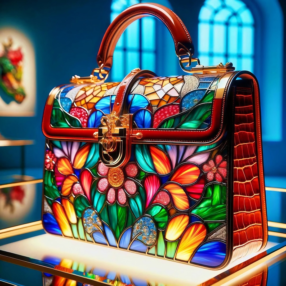 Luxury of the Colorful Garden: Stained Glass Designer Briefcase ...