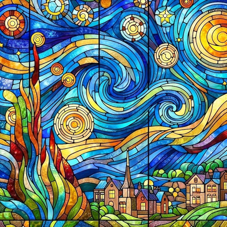 The Starry Night Stained Glass Interpretation - Etsy