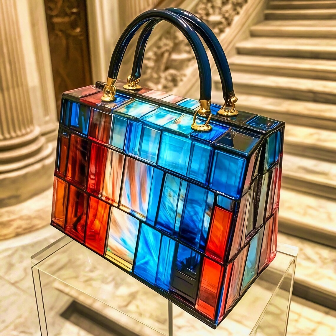 Chromatic Elegance: the Glass Panel Satchel Collection - Etsy