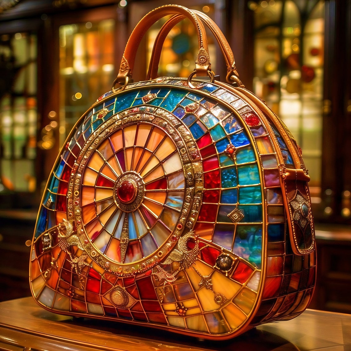Aztec Stained Glass Elegance: Stained Glass Designer Handbag Concept ...
