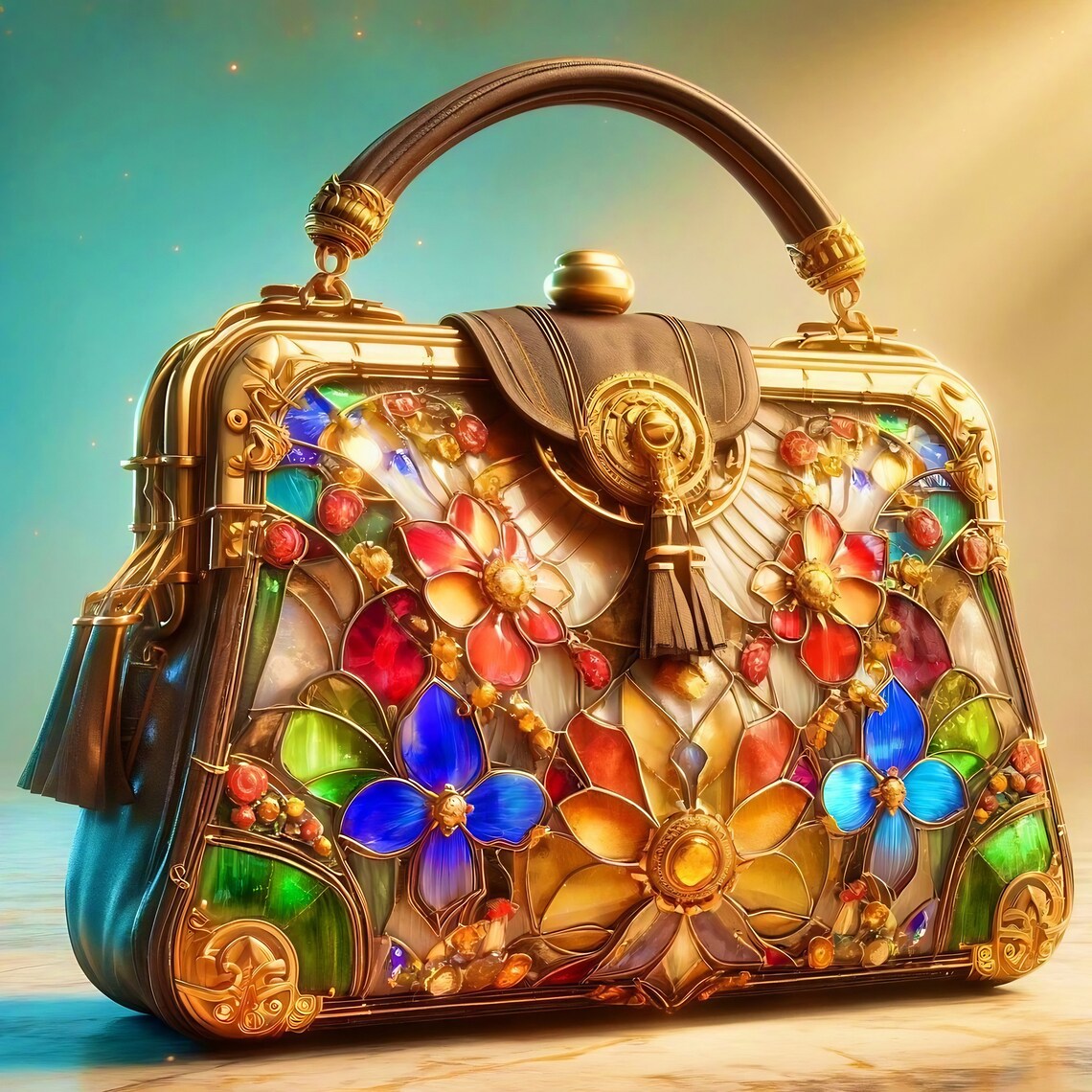 Stained Glass Designer Handbag - Floral Radiance Artisan Tote - Etsy