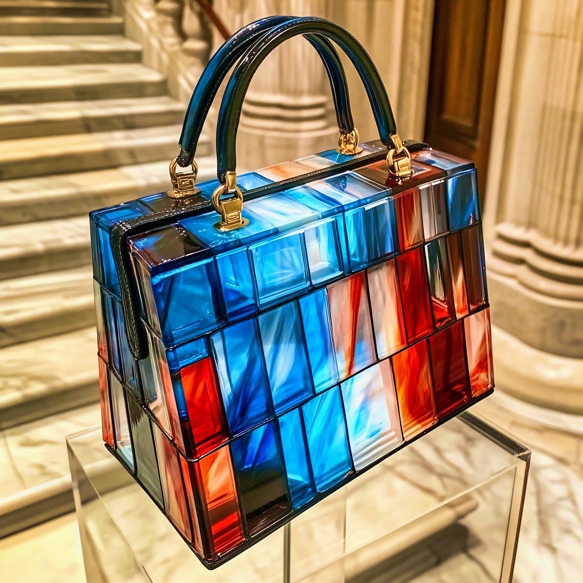 Chromatic Elegance: the Glass Panel Satchel Collection - Etsy