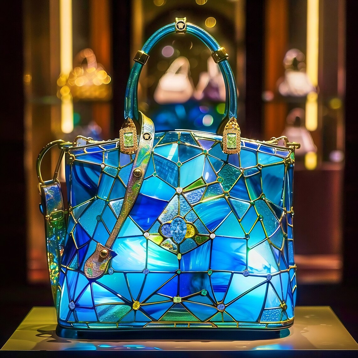 Luminous Elegance Stained Glass Designer Handbag Concept Art FREE 2 ...