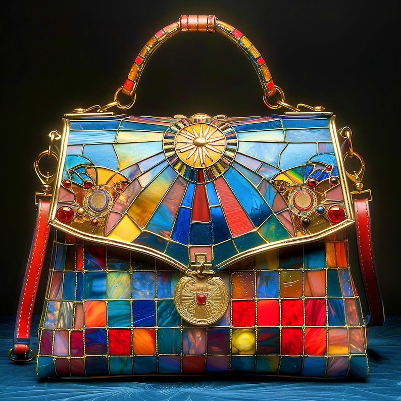 Aztec Stained Glass Elegance: Stained Glass Designer Handbag Concept ...
