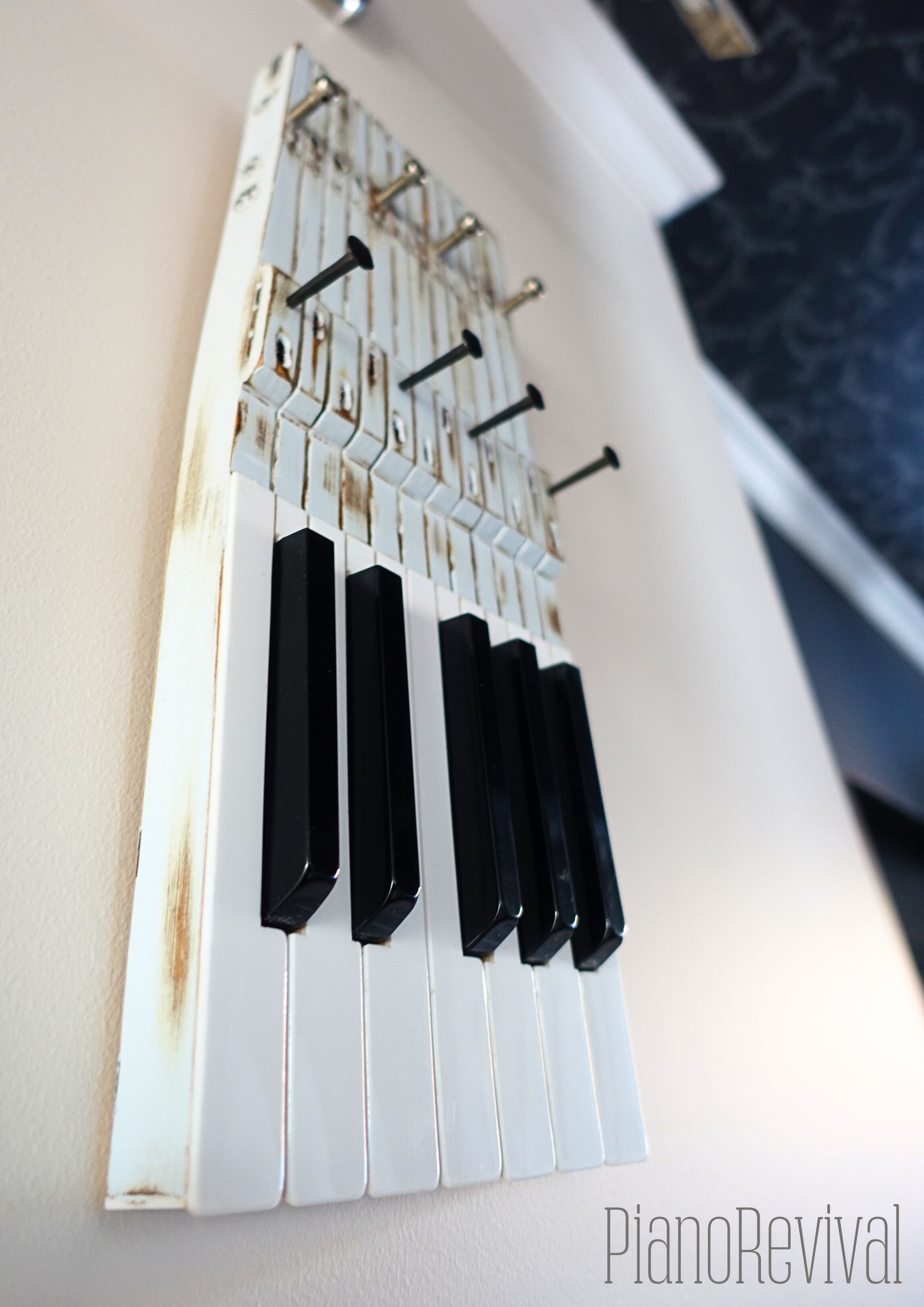 Bohemian Rhapsody: Rustic Piano Key Jewelry Rack / Key Holder With ...