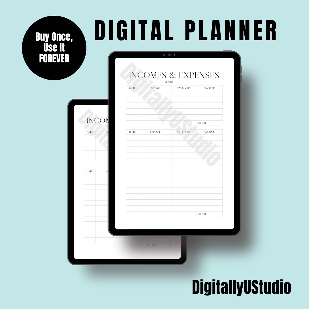 Income and Expense Tracker Expenses Planner Minimalist SVG Digital ...