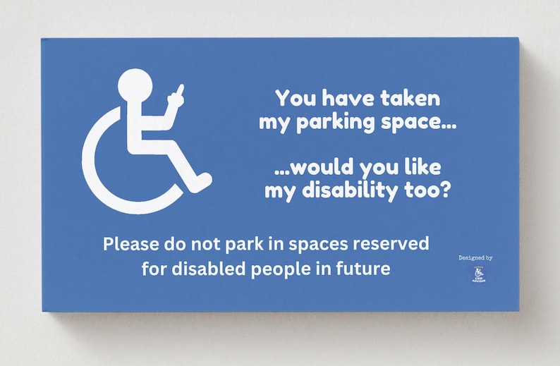 Funny Disabled Parking Business Cards Cheeky Wheelchair Parking Note ...