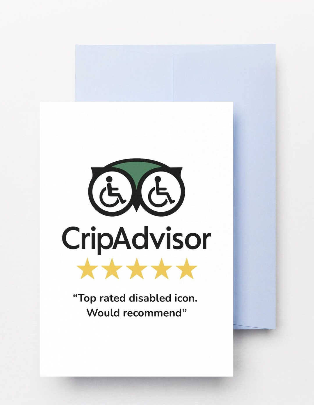 Crip Advisor Funny Disability Card, Disabled Icon 5 Star Review ...