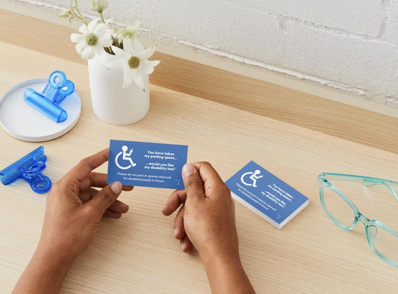Funny Disabled Parking Business Cards Cheeky Wheelchair Parking Note ...