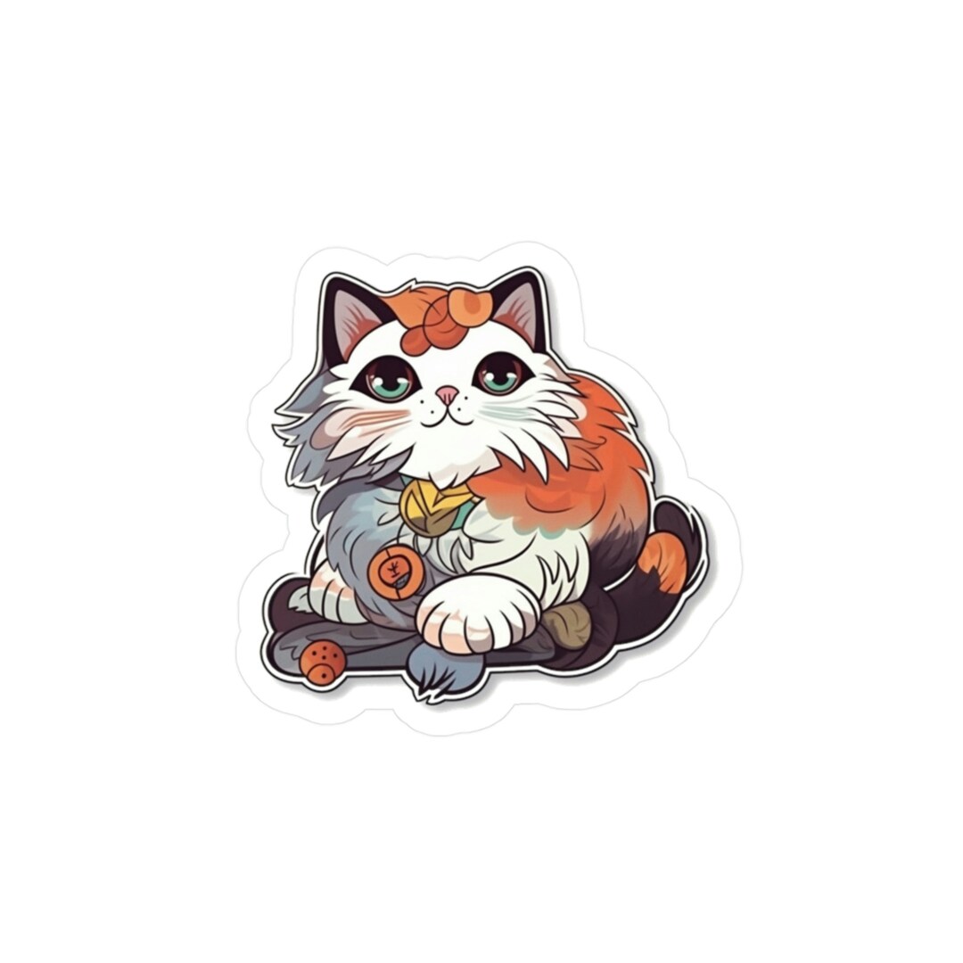 Yokai Cat Vinyl Sticker, Waterproof Sticker, Cat Sticker, Laptop ...
