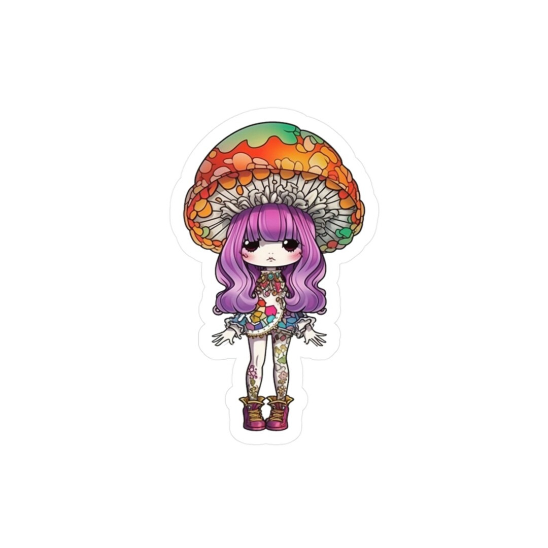 Chibi Mushroom Girl Sticker 5 Waterproof Sticker Anime Sticker ...