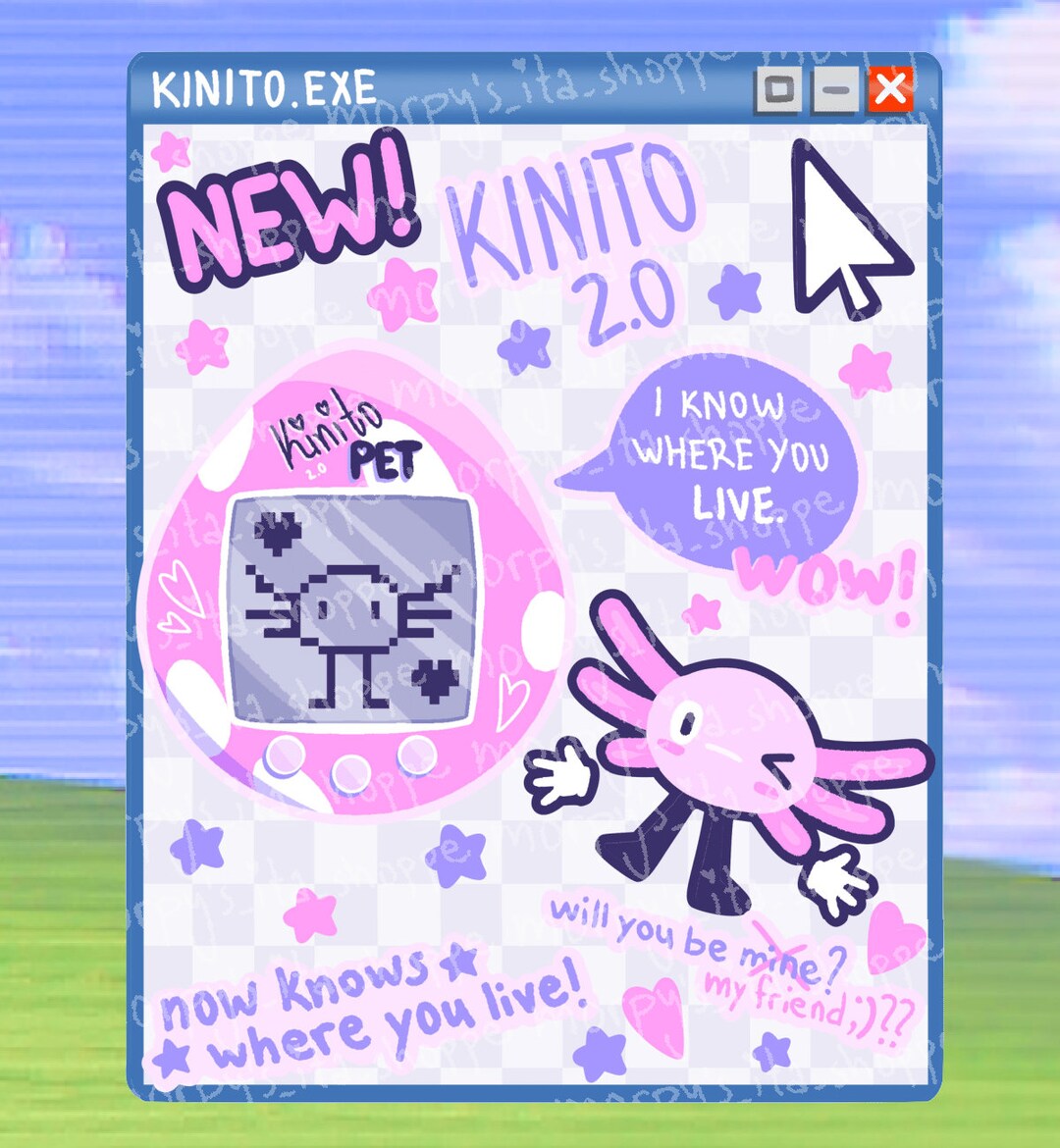 Kinitopet Kinito Webcore Sparkly Vinyl Sticker Sheet - Etsy