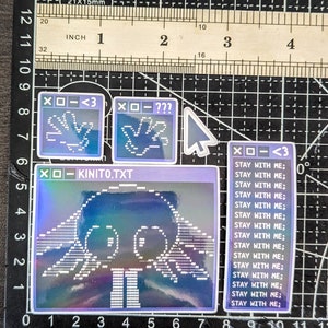Kinitopet Kinito Window Ascii Art Webcore Holographic Vinyl Sticker Set ...