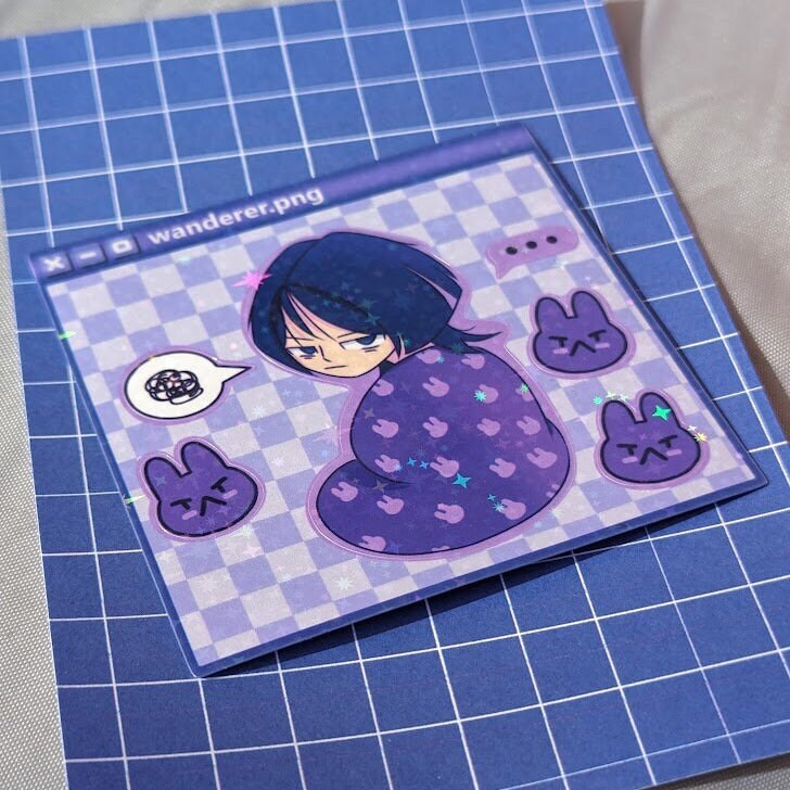 Genshin Impact Wanderer Scaramouche Webcore Sparkly Vinyl Sticker Sheet ...