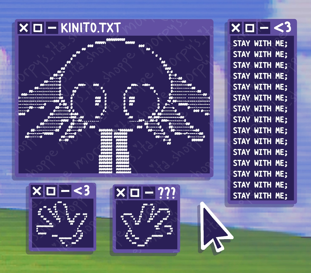 Kinitopet Kinito Window Ascii Art Webcore Holographic Vinyl Sticker Set ...