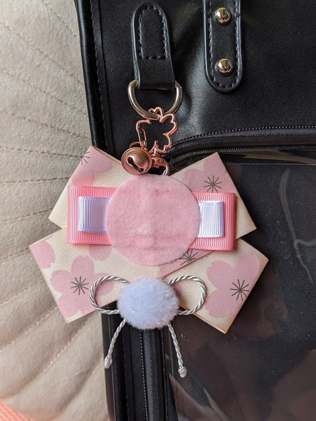 Keychain Sakura Pompom Rosette Badge Holder for Ita Bag, Pin Collector Bag Decoration, Ita Bag ...