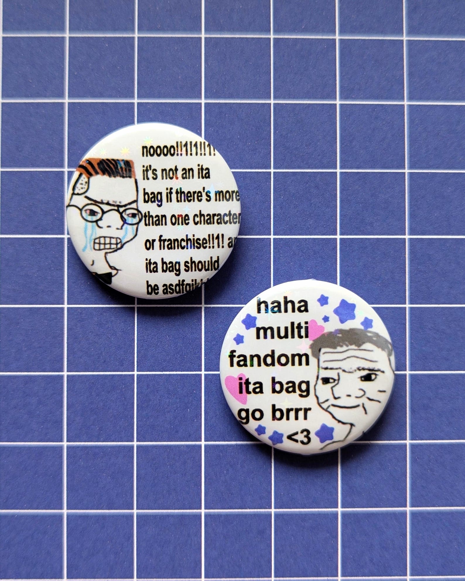 Haha Multi Fandom Ita Bag Go Brrr Meme Badge - Etsy