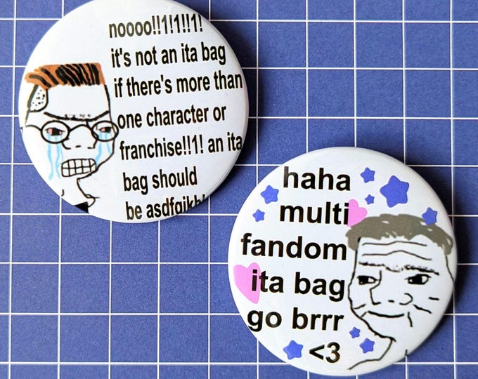 Haha Multi Fandom Ita Bag Go Brrr Meme Badge - Etsy