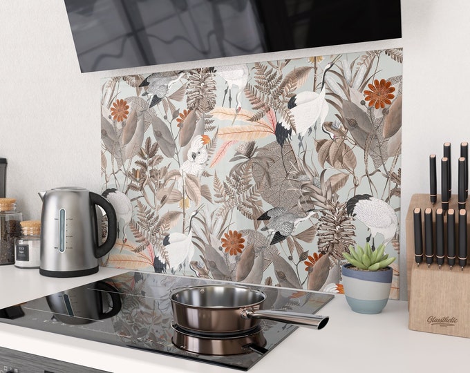 Glass Stove Backsplash, Kitchen Splashback Wall Panel Behind Cooker and ...