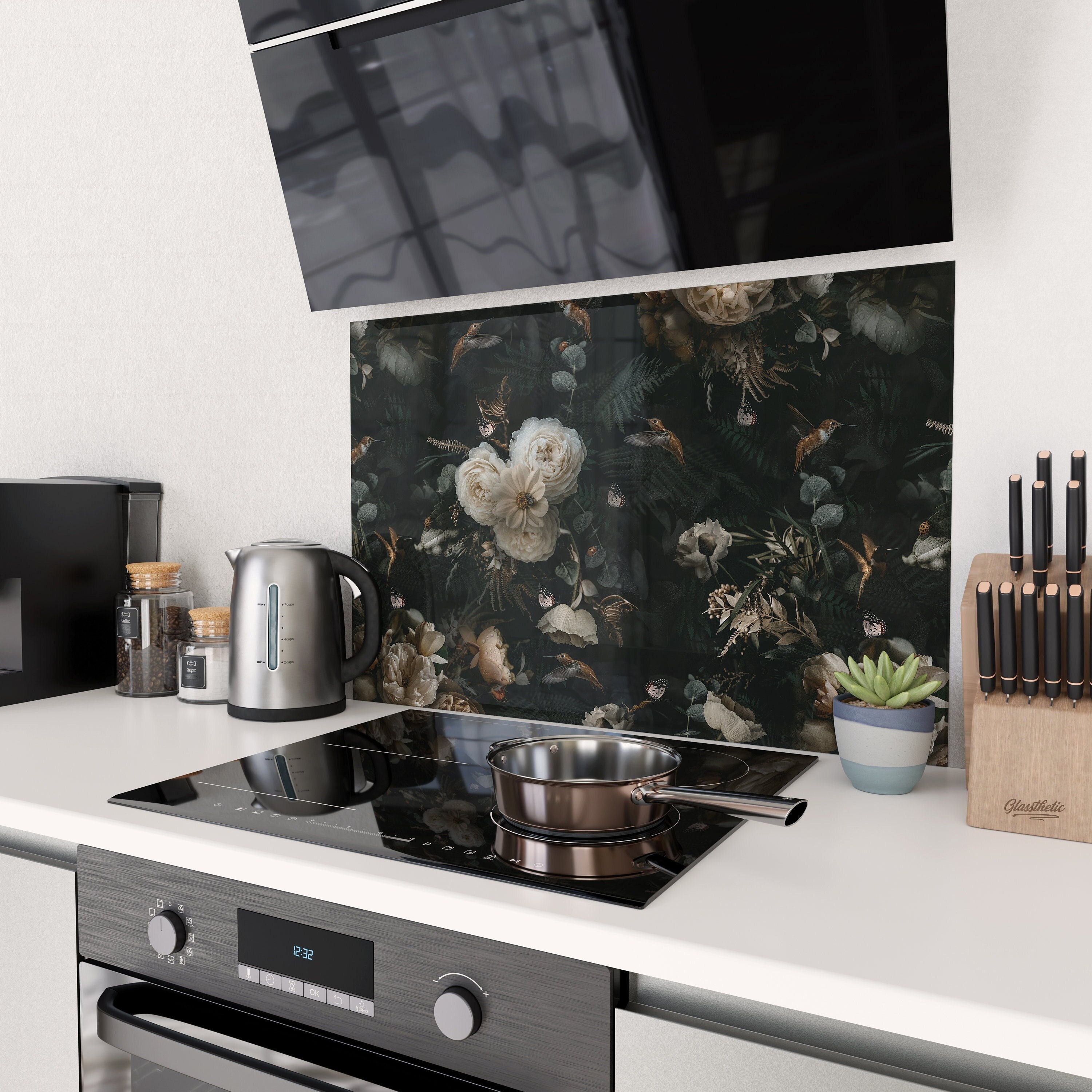 Glass Stove Backsplash, Kitchen Splashback Wall Panel Behind Cooker and ...