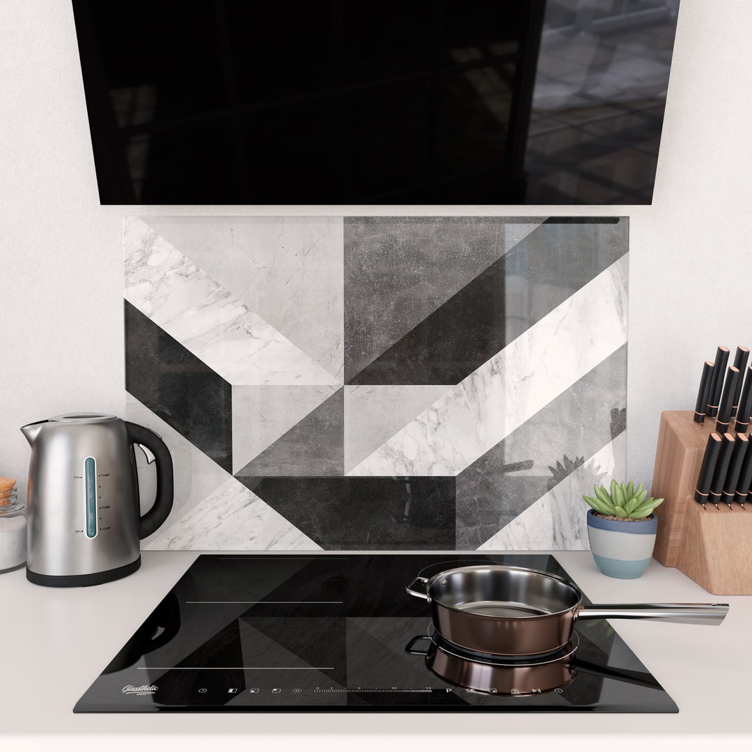 Geometric Abstract Art Stove Backsplash, Kitchen Splashback Wall Panel ...
