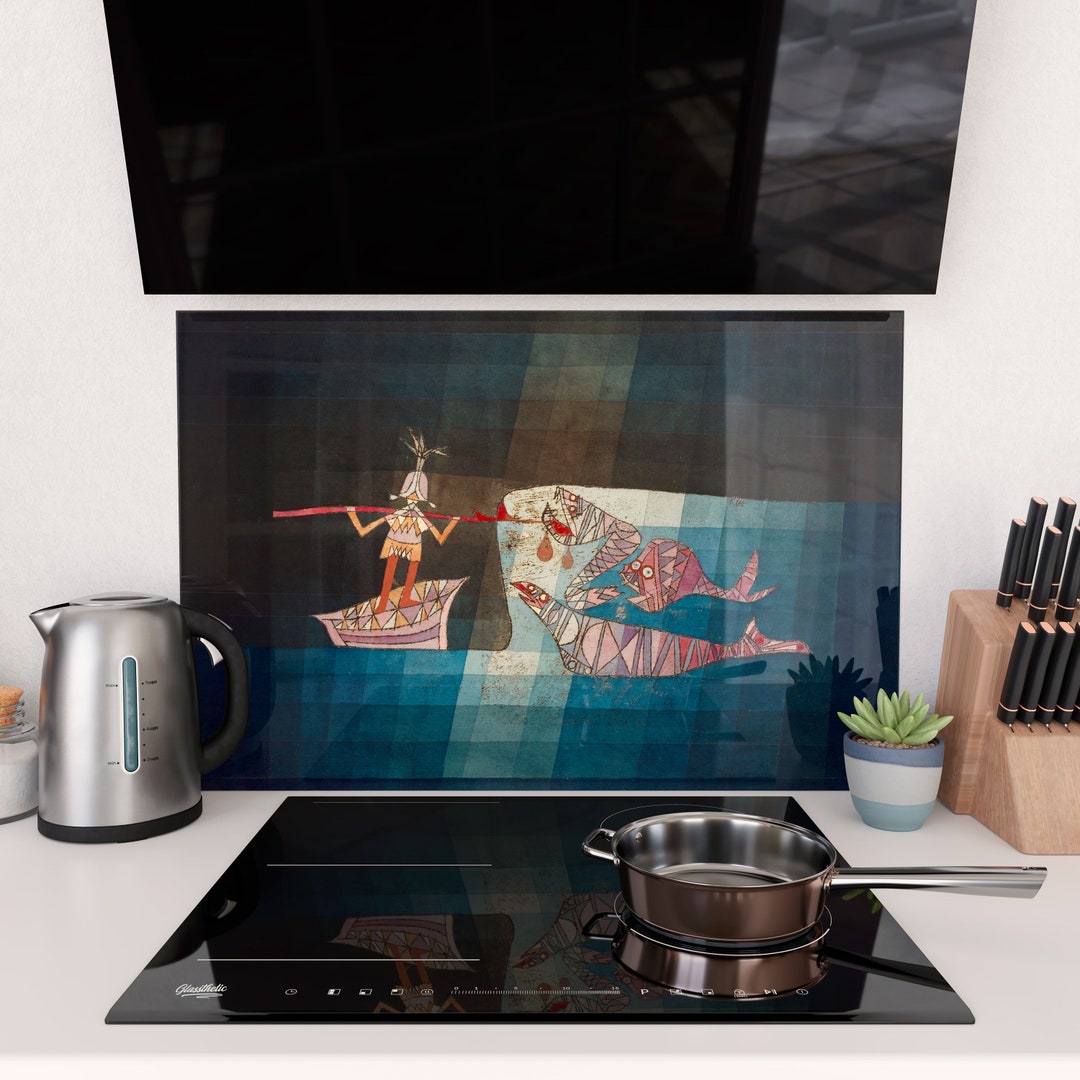 Glass Splashback Kitchen Backsplash Tile Cooker Stove Vintage Wall Art ...