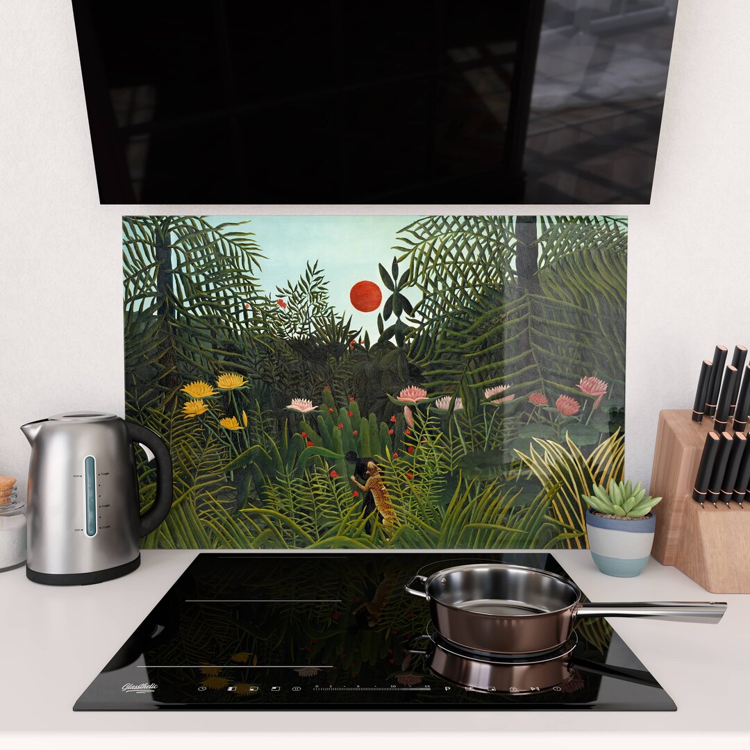 Glass Splashback, Wall Art Backsplash Kitchen Tile Behind Cooker, Sink ...