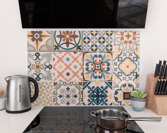 Moroccan Spanish Tiles Splashback, Kitchen Backsplash Wall Panel Behind ...