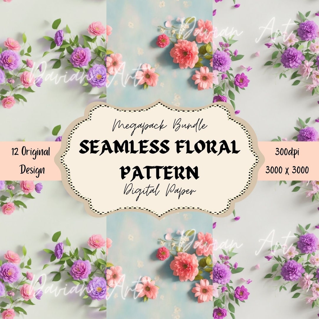 Seamless Floral Border Seamless Flower Backgrounds - Etsy
