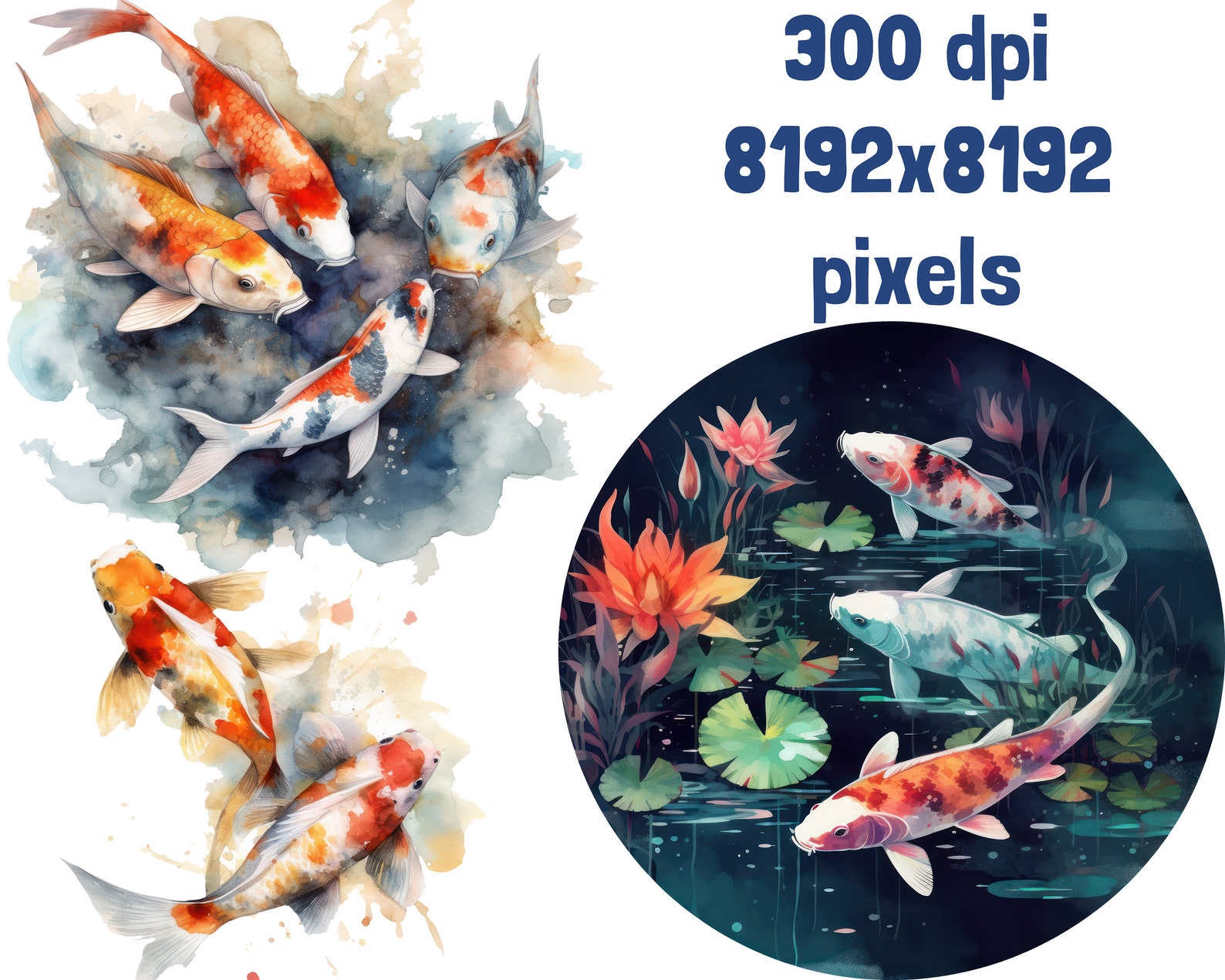 Koi Fish Clipart, Koi Carp Clipart, Cute Fish Clipart, Japanese ...